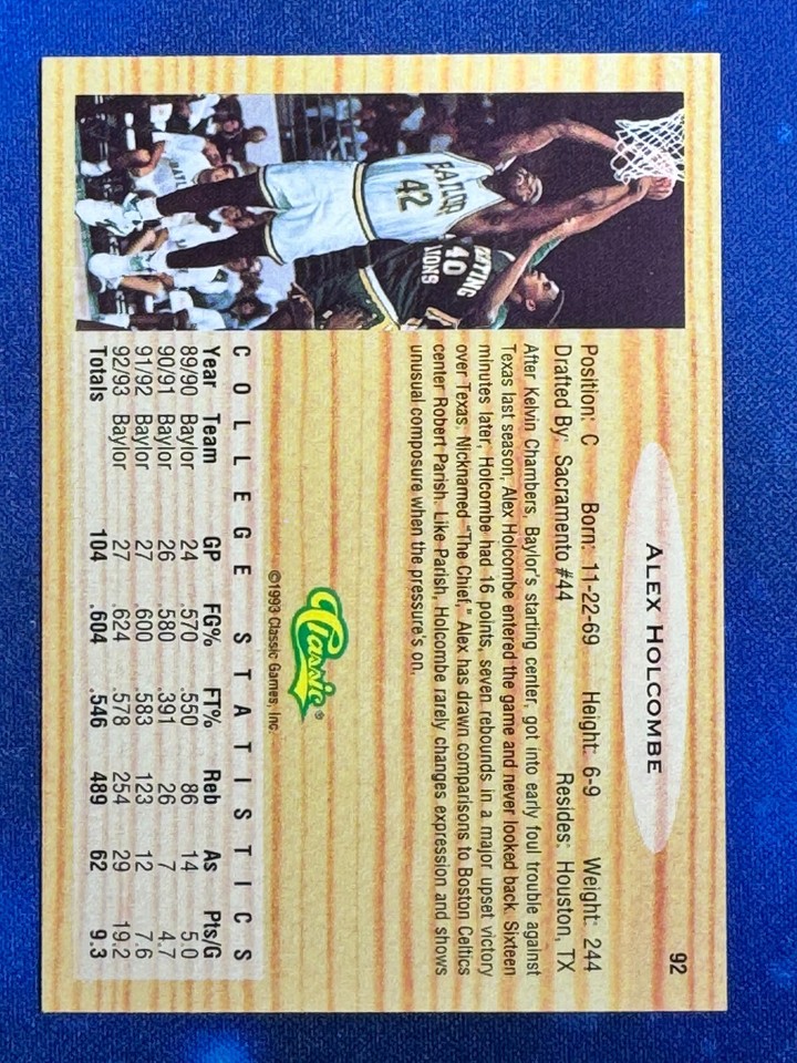 Alex Holcombe 1993 Classic #92 | eBay