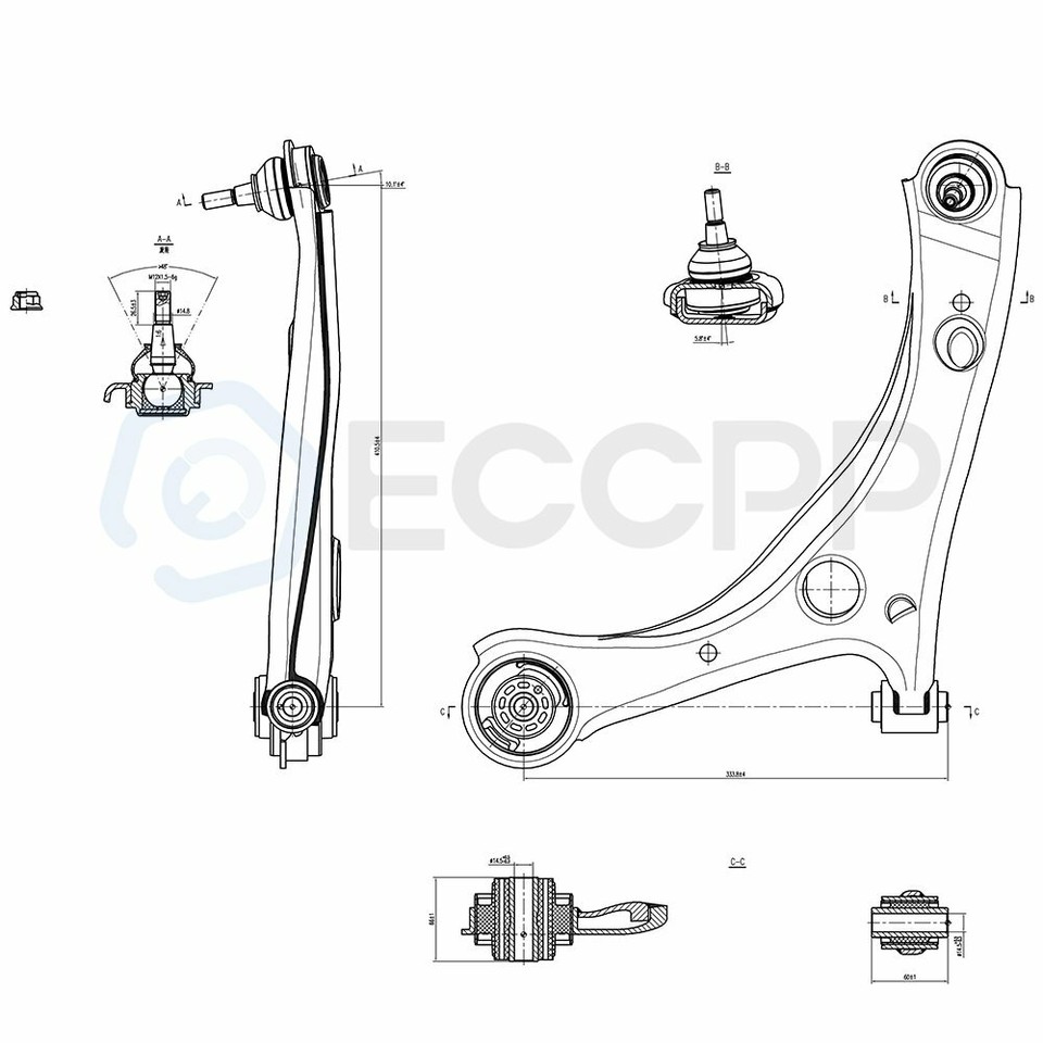 2x Front Lower Control Arms For 2008 09-2015 Dodge Grand Caravan Town ...