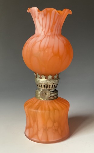 Vintage Orange & White Marbled Satin Miniature Glass Oil Burner Lamp ...