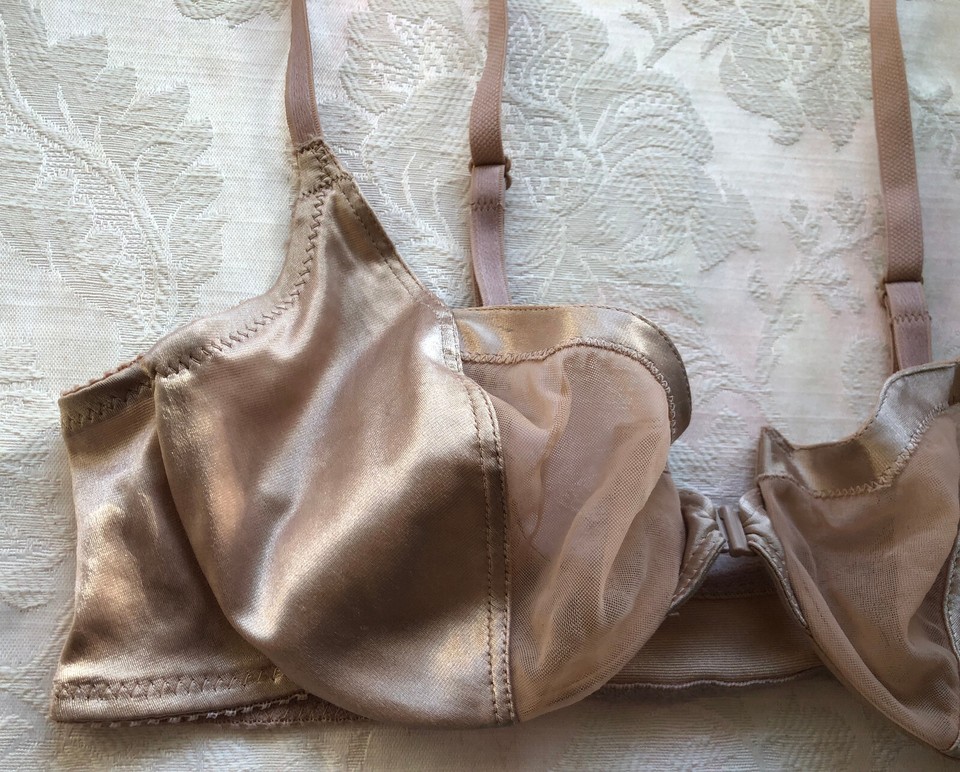 Vtg 80's LILY OF FRANCE Bra Front Hook Underwire Liquid Satin & Sheer ...
