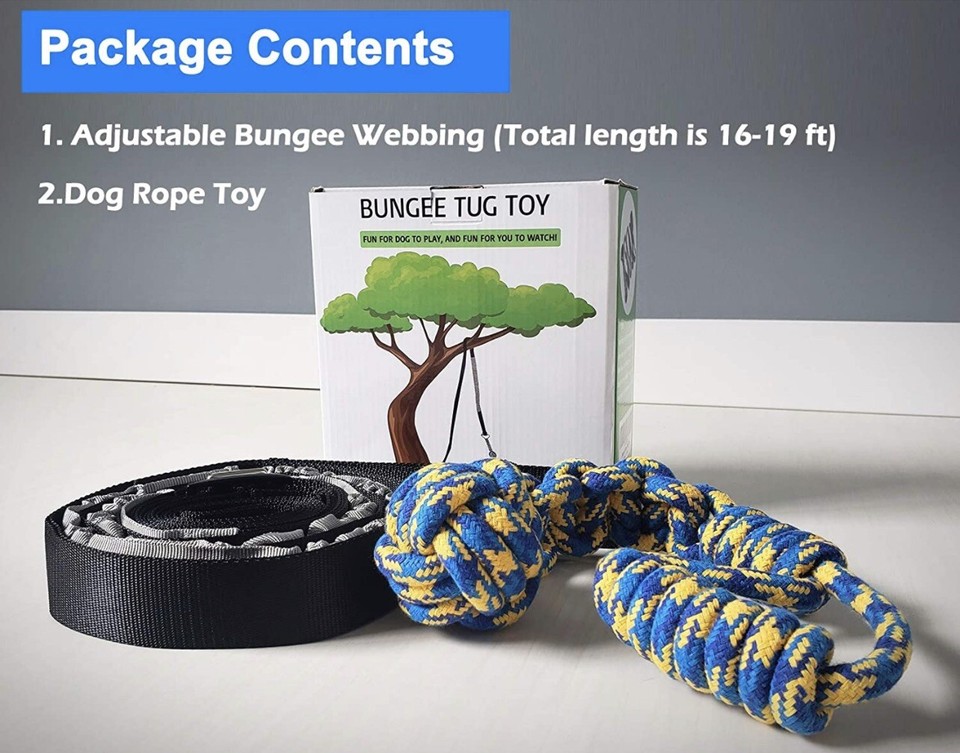 LOOBANI Outdoor Bungee Tug Toy Dog Toy Hanging from Tree for Small to ...