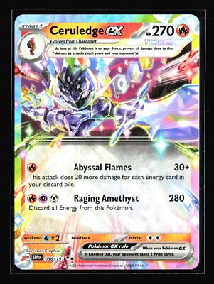 Ceruledge Ex 2024 Surging Sparks #036/191 SSP Double Rare Pokemon Card ...