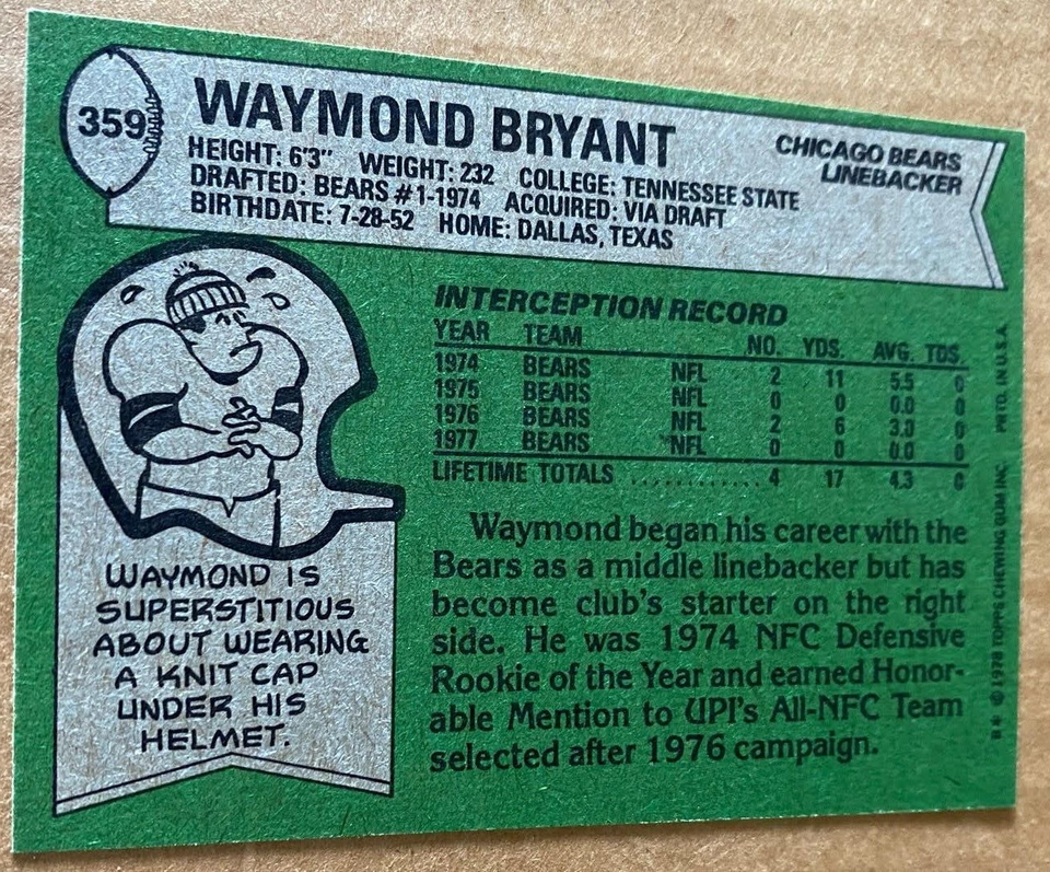 1978 TOPPS CARD #359 WAYMOND BRYANT NM-MT Condition | eBay