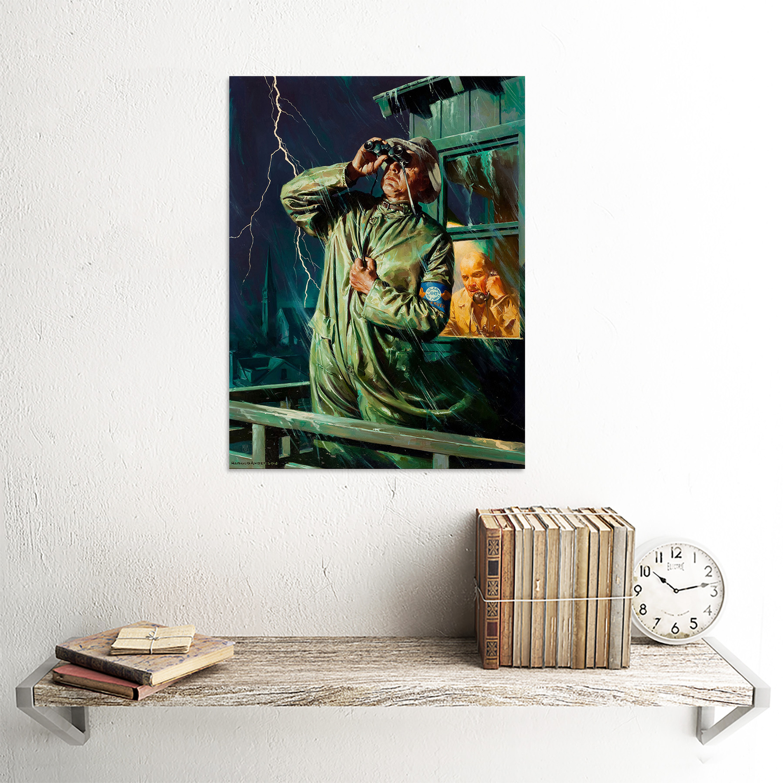 PAINTING PORTRAIT WEATHER STORM LOOKOUT POST LIGHTNING FINE ART PRINT ...