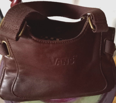 Vans Small Brown Faux leather Handbag w/ buckles on the side and ...