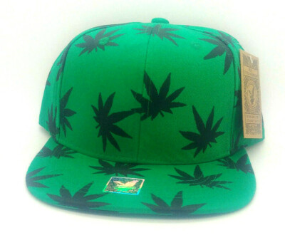 Weed Leaf Pot Cannabis Marijuana Fashion Pattern Adjustable Snapback ...