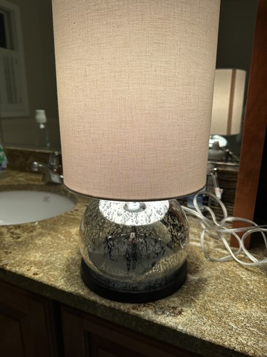 Pottery Barn Mercury Glass Small ROUND Table Lamp 17x8 | eBay