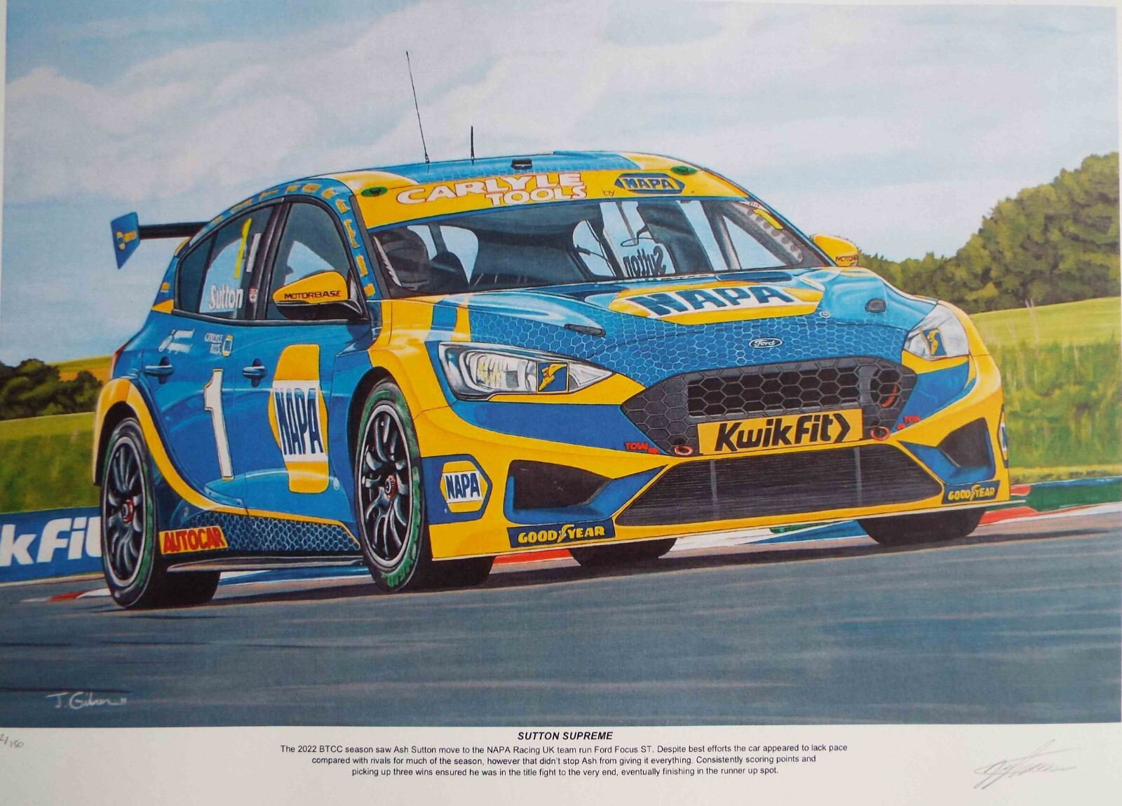 Limited Edition Ash Sutton NAPA Racing Ford Focus ST BTCC 2022 Artwork ...