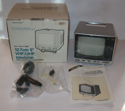 Portavision Portable 5" UHF/VHF black & white TV & Monitor & Box FREE ...