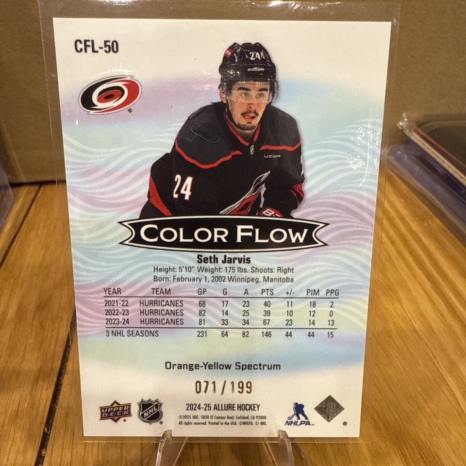 2024-25 Upper Deck Allure Color Flow Orange Yellow Spectrum 71/199 Seth ...