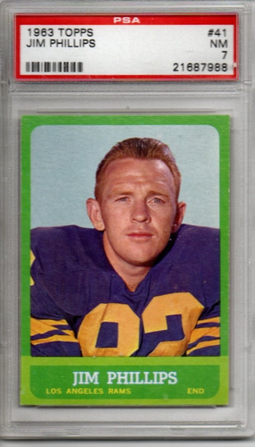 1963 TOPPS NFL Football Card #41 😎 PSA 7 NM 😎 JIM PHILLIPS, Los Angeles ...