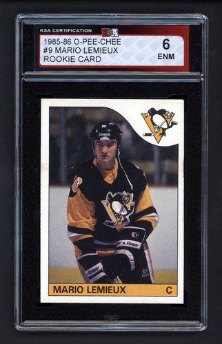 1985-86 OPC #9 MARIO LEMIEUX ROOKIE CARD KSA 6 EX-NM | eBay