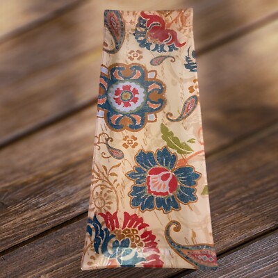 Prima Design Fall Paisley Rectangular Glass Serving Dish Tray Art Glass ...
