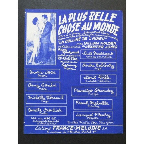 La Plus Belle Chose au Monde Sammy Fain Chant Piano 1955 | eBay