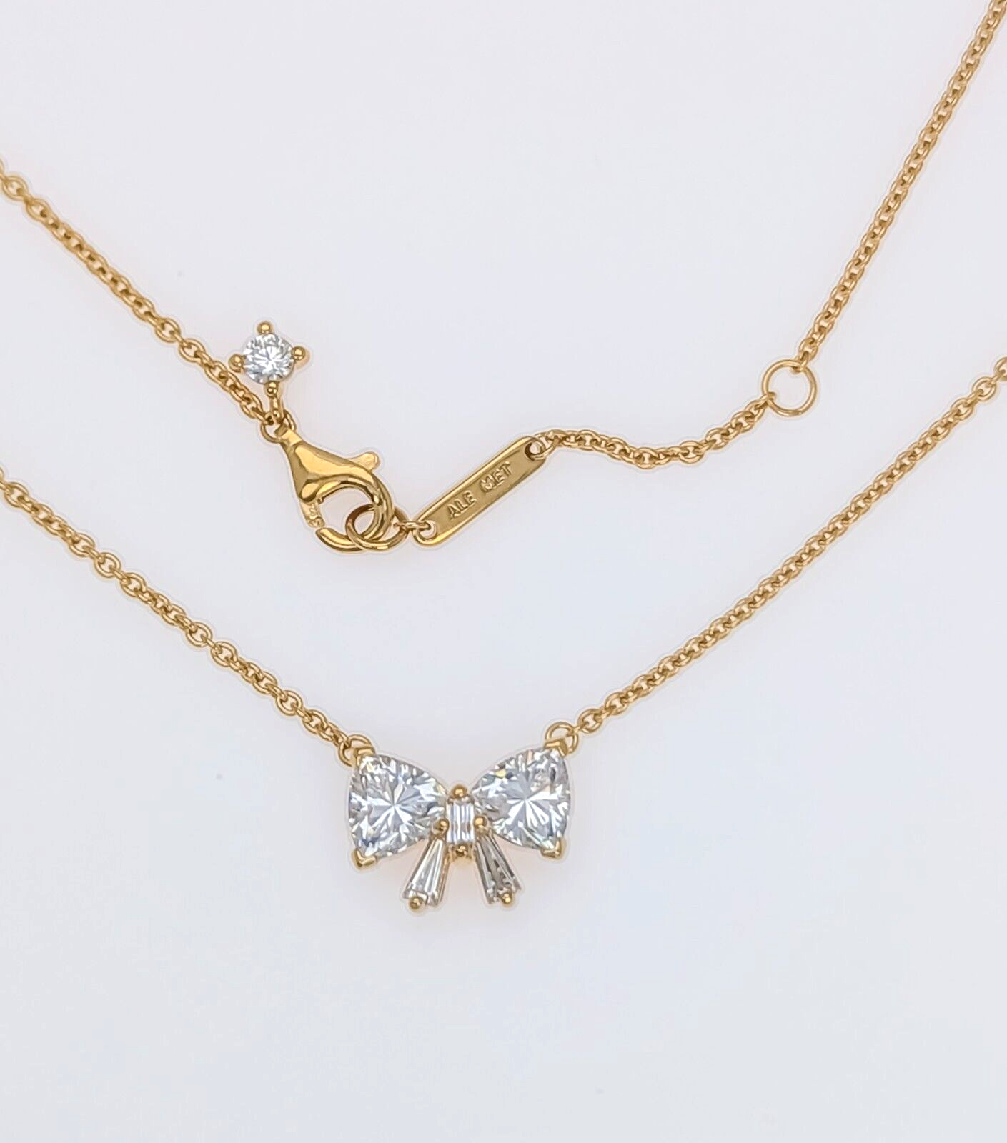 NEW 100% Authentic PANDORA 14k Gold P Sparkling Bow Pendant Necklace ...