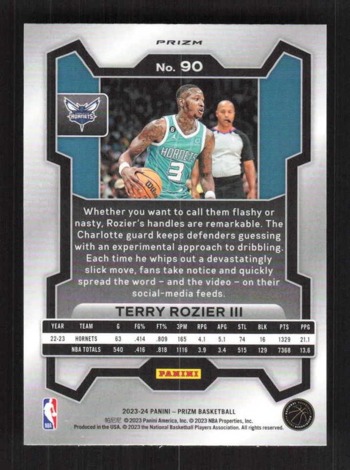 Terry Rozier III 2023-24 Panini Prizm Prizms Red Ice Charlotte Hornets ...
