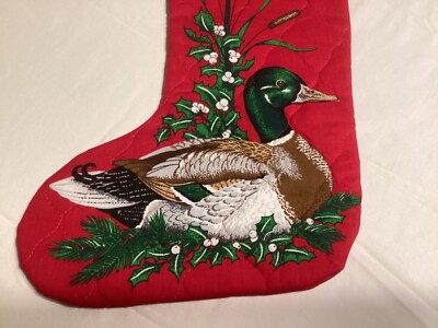 New HANDMADE Christmas Stocking Colorful Duck Multicolored Quilted ...