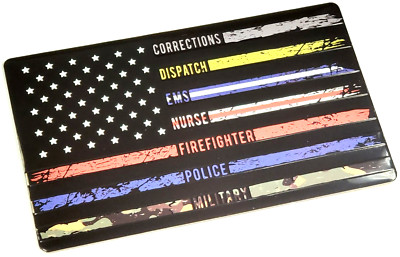 USA Flag Black Stripe Multi-Thin Line 1st Responders Aluminum Flag ...