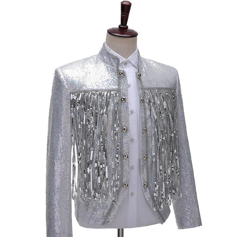 Men's Colorful LED Luminous Jacket Stage Costume Singer Dancer Slim ...