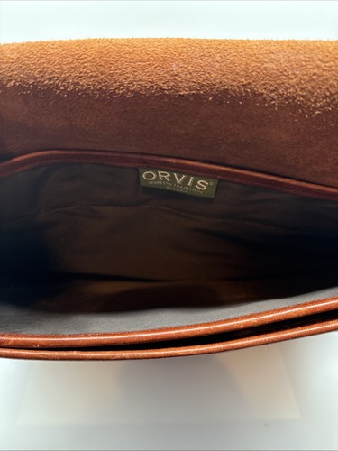 Vtg ORVIS Thick Bullhide Rustic Brown Leather Briefcase / Attache ...