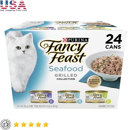 Wet Cat Food Seafood Variety 24 Pack Grilled Tender Cuts Nutritious ...