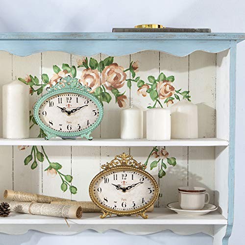 Vintage Table Clock, French Turquoise Color Rococo Style Desk ...