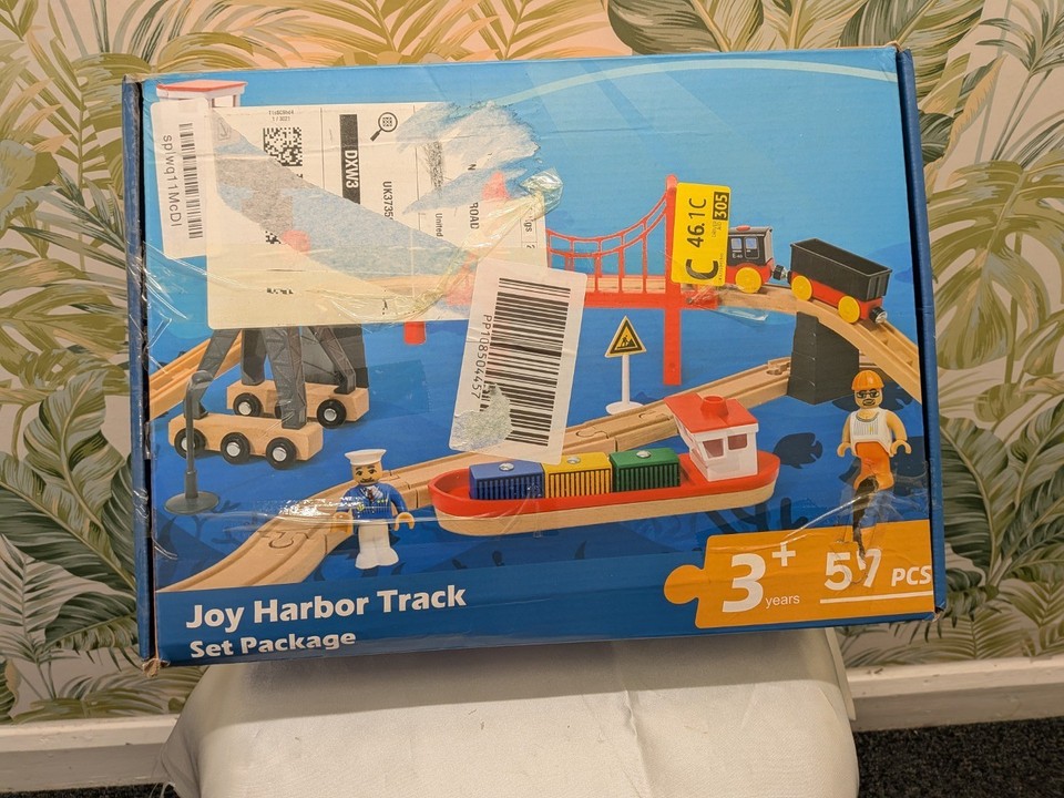 NEW: Joy Harbor Track Theme Wooden Train Set 57PCs 3+ Years- CG N49 ...