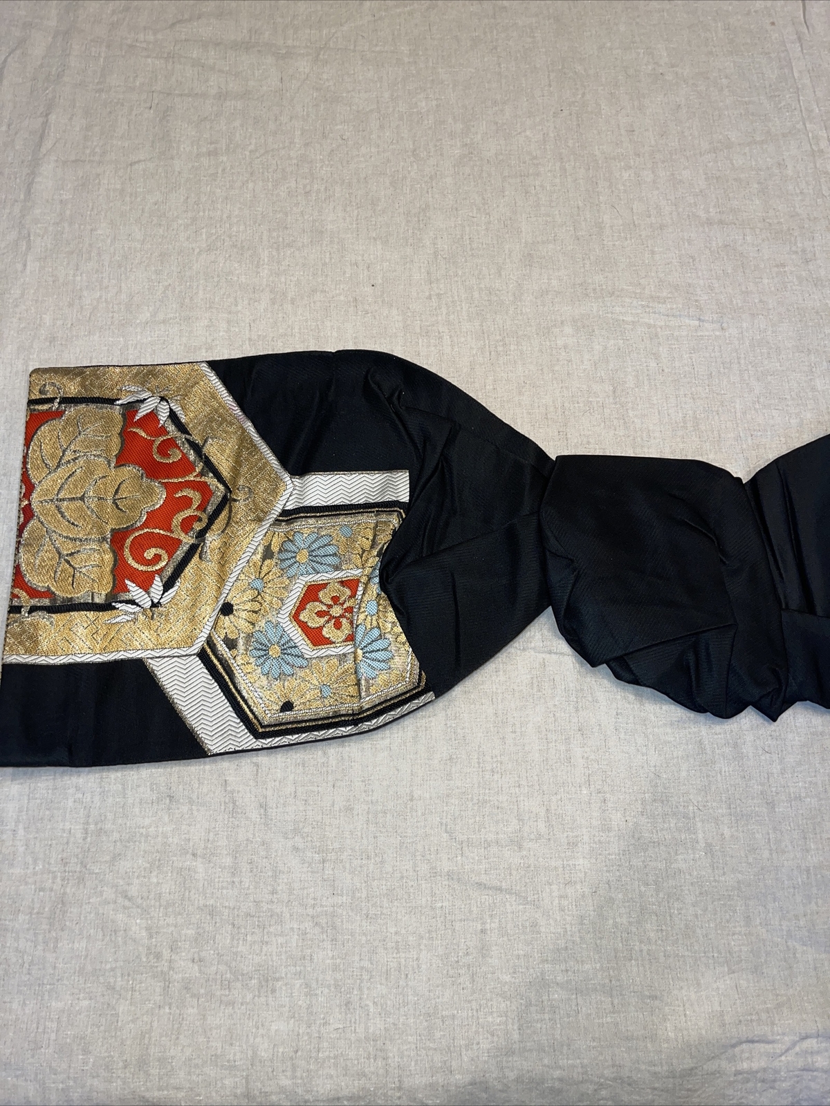 Vintage gold thread floral Japanese Obi sash | eBay