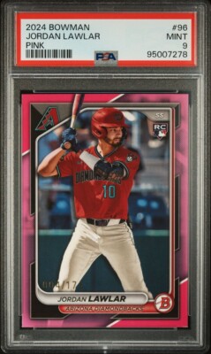 2024 Bowman Pink JORDAN LAWLAR #96 #/175 RC Arizona Diamondbacks PSA 9 ...