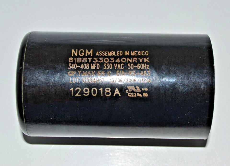 NGM START CAPACITOR 61B8T330340NRYK 340-408 MFD 330VAC 50-60Hz 129018A ...