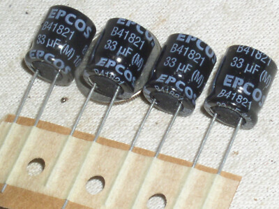 4 EPCOS 33UF/100V 33 MFD 100 VOLT ALUMINUM RADIAL ELECTROLYTIC ...