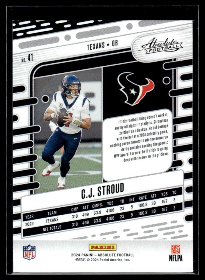 2024 Panini Absolute C.J. Stroud Houston Texans #41 | eBay