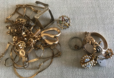 10K & 14K Scrap Gold Jewelry Lot Rings Necklace Brooch w/Diamond Scrap ...