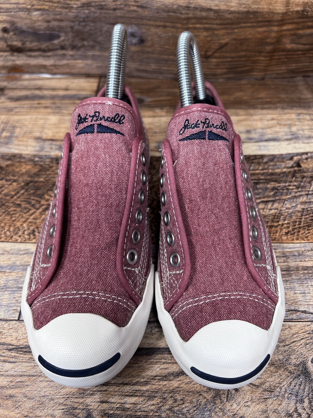 Converse Jack Purcell Slip On Laceless Sneakers Red Canvas Women 5.5 ...