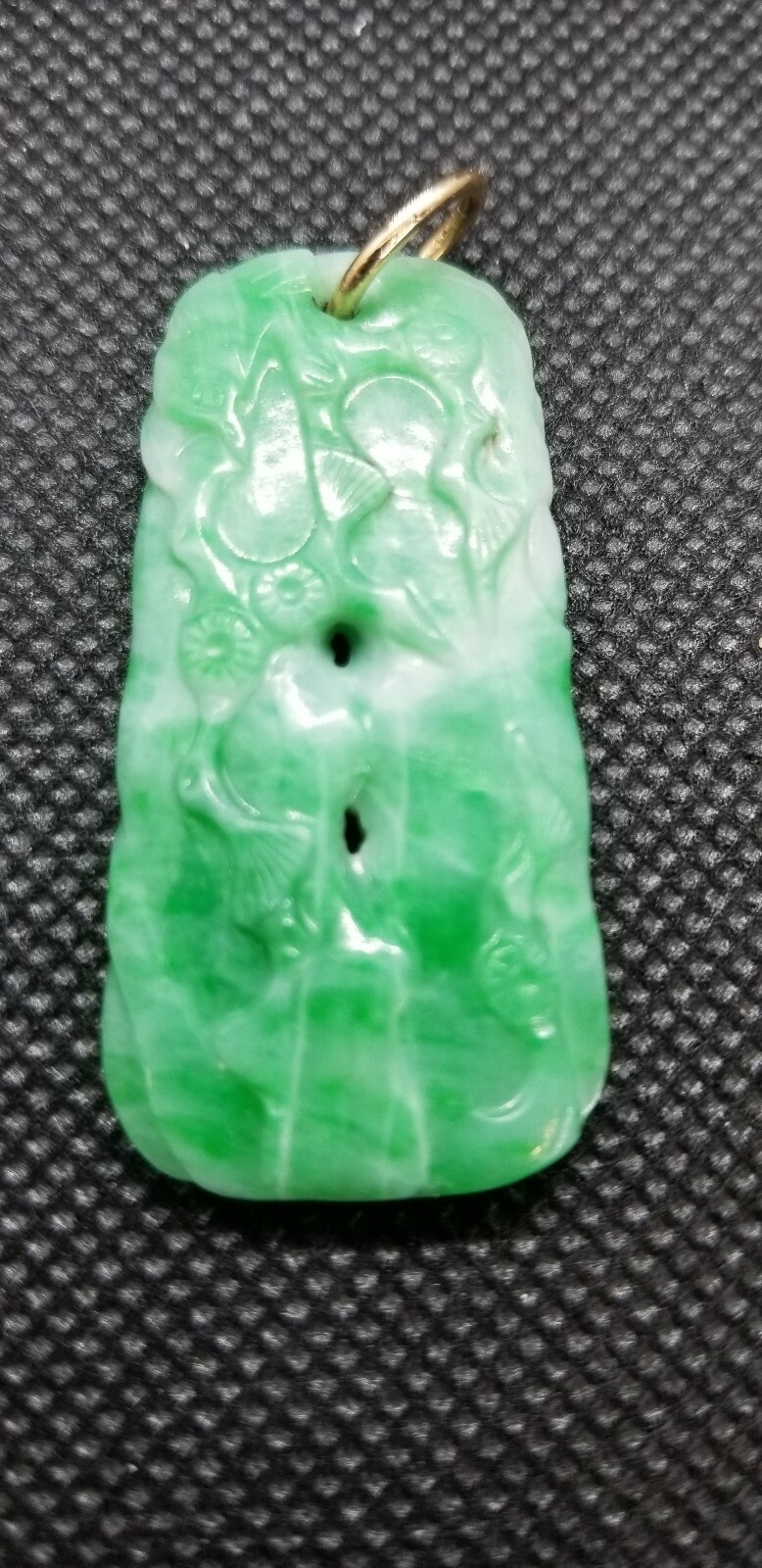 Fine Antique Vintage Green Translucent Carved Jadeite Pendant 14k Gold ...