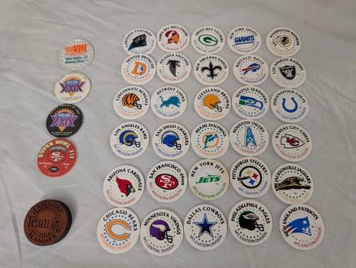 Complete Set Of 30 Vintage 1994 NFL Team Pogs Milk Caps, Slammer, Super ...