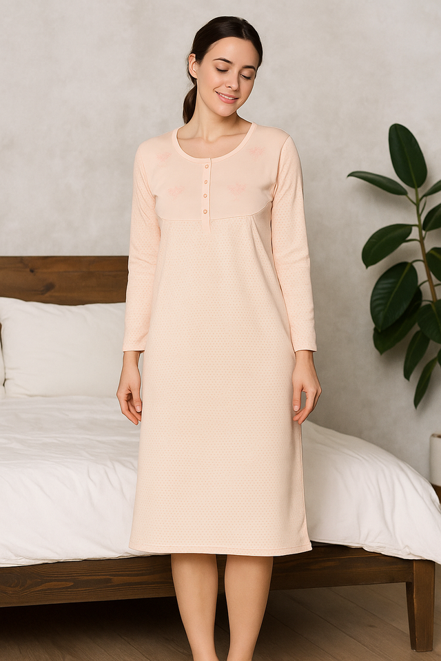 Below Knee Thermal Ladies Nighties Long Sleeve Thick Fleece Nightdress ...