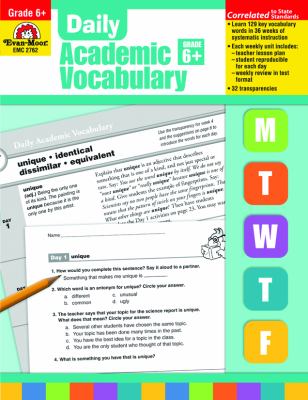 Daily Academic Vocabulary, Grade 6 Teacher Edition by Evan-Moor ...