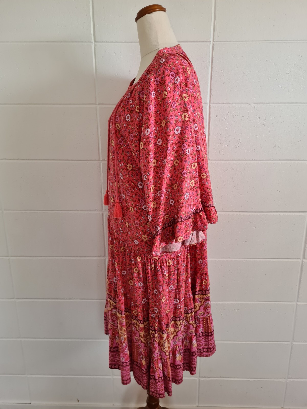 JAASE Pink Floral Dress sz Medium Pockets | eBay Australia