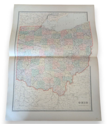 1889 Ohio Antique Full-Color 2-Page Fold Frameable Map ~19x27" | eBay