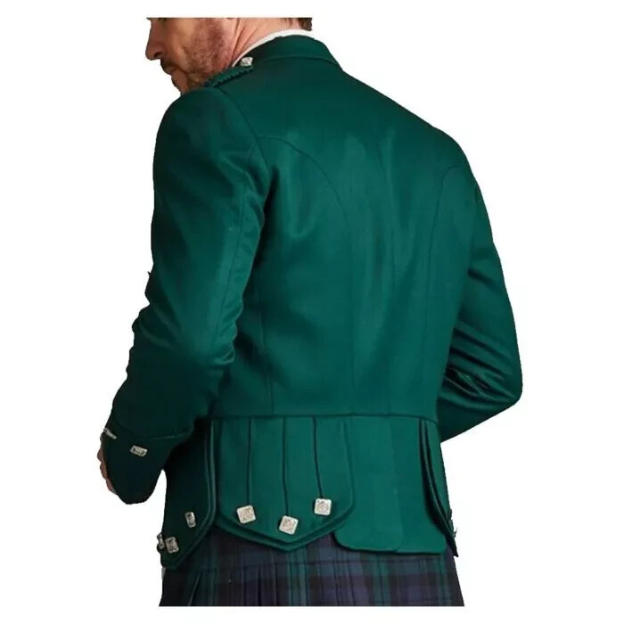 Scottish Handmade Men's Green Wool Regulation Doublet Kilt Jacket With ...
