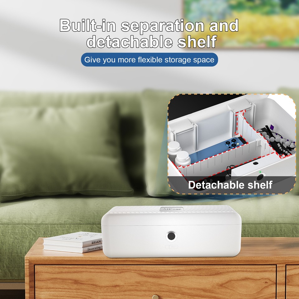 Biometric Fingerprint Storage Box Portable Cash Jewelry Phone Security ...