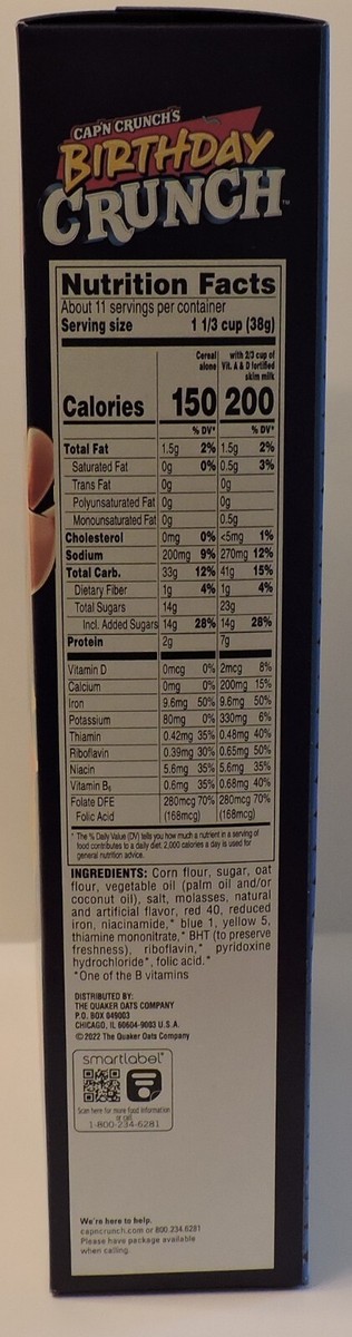 Captain Crunch Nutrition Facts