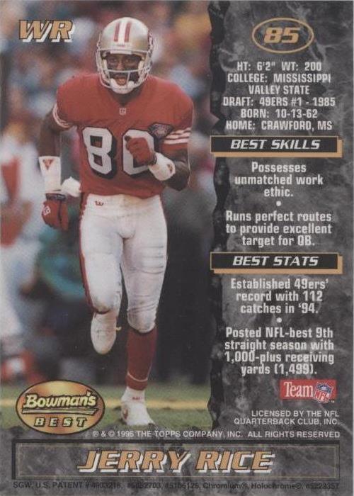 1995 Bowman's Best Jerry Rice #85 for sale | eBay