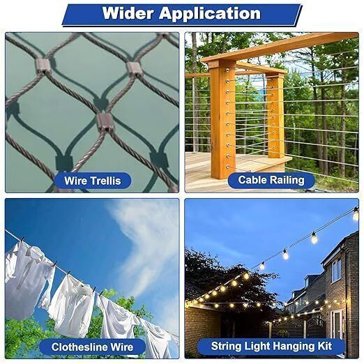 1/8,7x7 100FT Stainless Steel Cable Wire Rope Aircraft Cable Railing ...