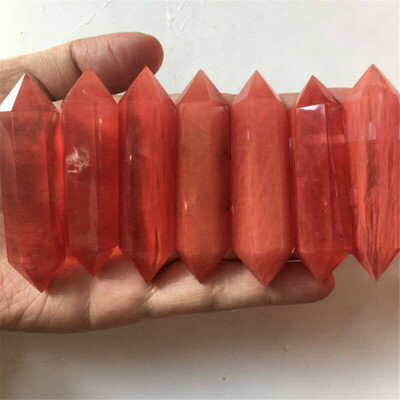 50-60MM Red Smelting Quartz Crystal Point Healing DT Hexagonal Wand ...