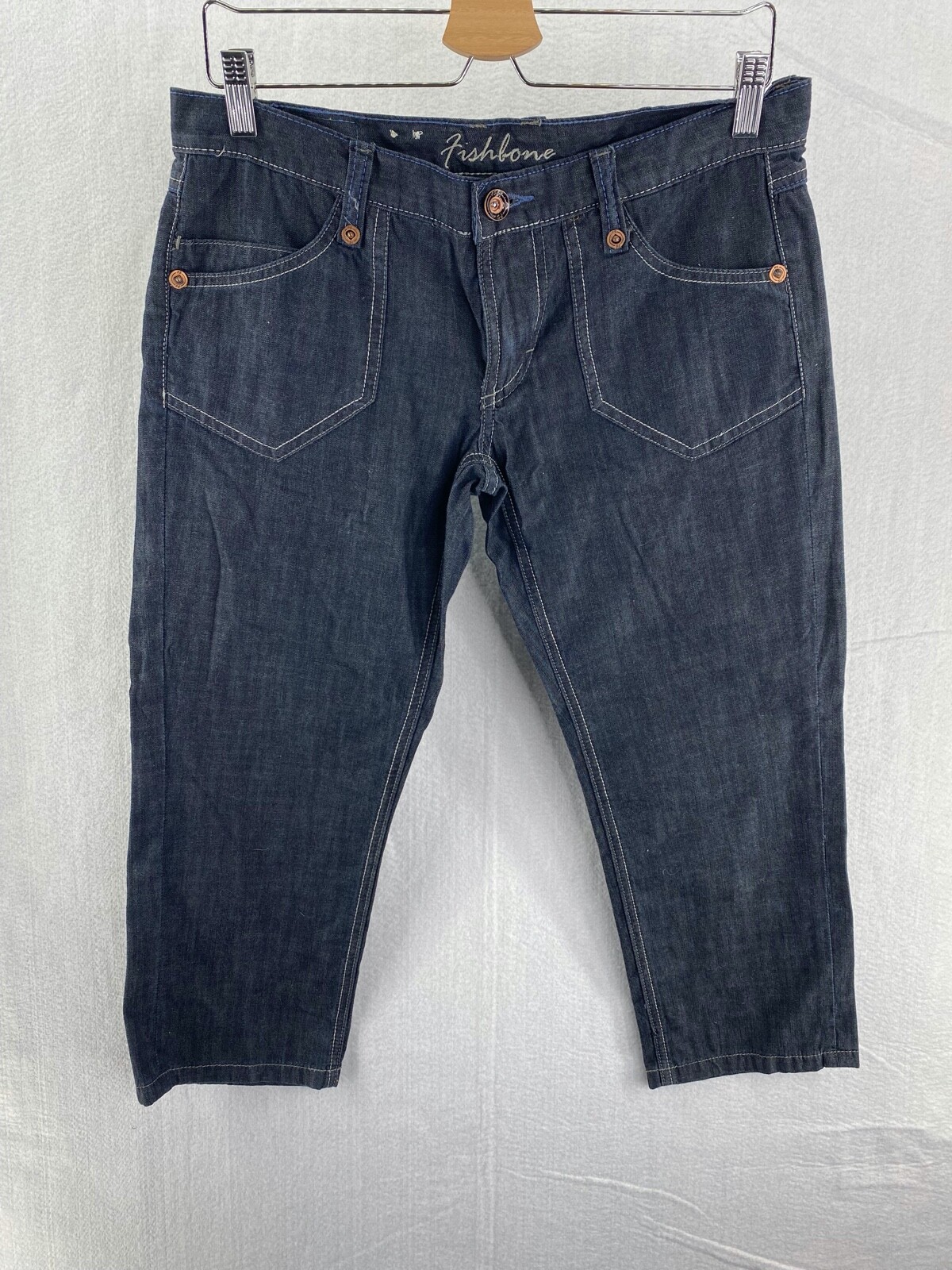 Fishbone 31 Jeans (32x22.5) Capri Denim Medium Dark Wash EUC (W4689-M9 ...