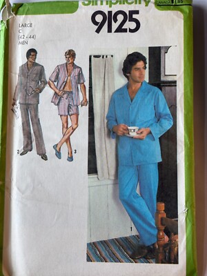 New Uncut FF Size 42-44 Men's 1970s Pajamas Sewing Pattern, Simplicity ...
