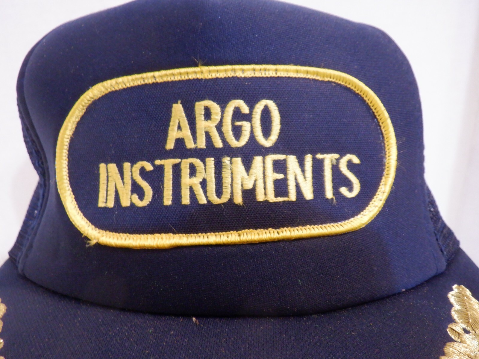 Vintage ARGO INSTRUMENTS Navy Blue & Gold Mesh Trucke… - Gem
