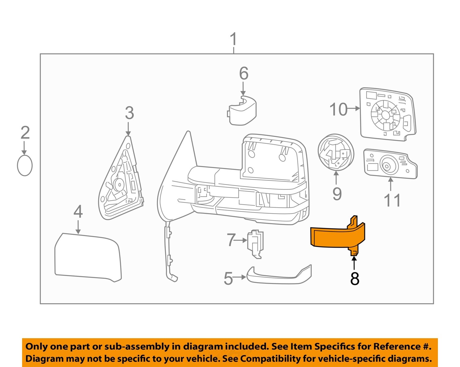 SILVERADO SIERRA DRIVERS SIDE TOWING MIRROR AMBER LIGHT 2015-2019 NEW ...